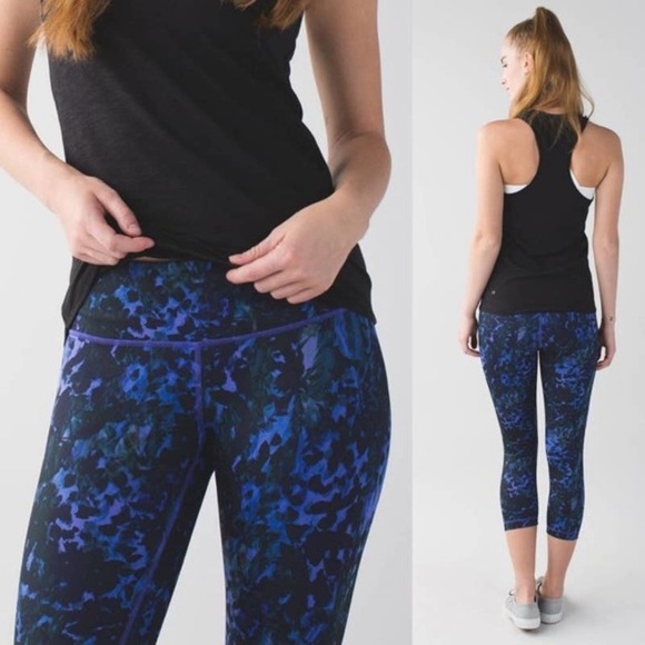lululemon athletica | Pants & Jumpsuits | Lululemon 4 Wunder Under Crop Floral Iris Multi | Poshmark